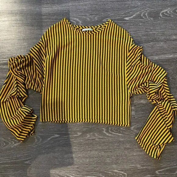 Zara | Tops | Striped Puffy Sleeved Zara Top | Poshmark